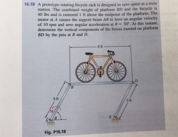 Solved 16.18 A prototype rotating bicycle rack is designed | Chegg.com