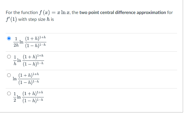 Solved For the function f (a) = x In x, the two point | Chegg.com