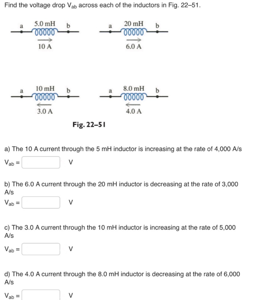 Solved Find the voltage drop Vab across each of the | Chegg.com