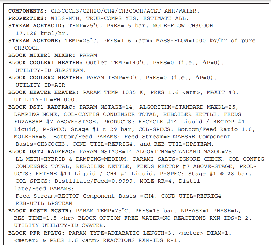 Solved Aspen Simulation: OPTIMIZED PROCESS FLOWSHEET FOR | Chegg.com