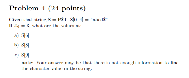 Solved Problem 4 (24 points) Given that string | Chegg.com