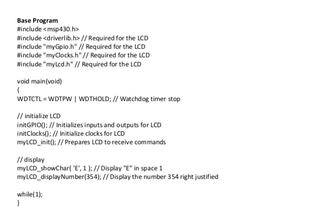 1. Write a C-code program to use the LCD screen on | Chegg.com