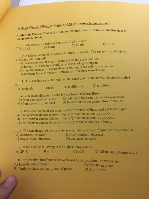Solved Multiple Choice Fill-in-the-Blank and Short Answer | Chegg.com