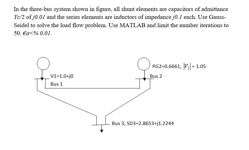 Solved In the three-bus system shown in figure, all shunt | Chegg.com