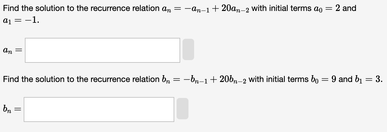 Solved Find the solution to the recurrence relation | Chegg.com