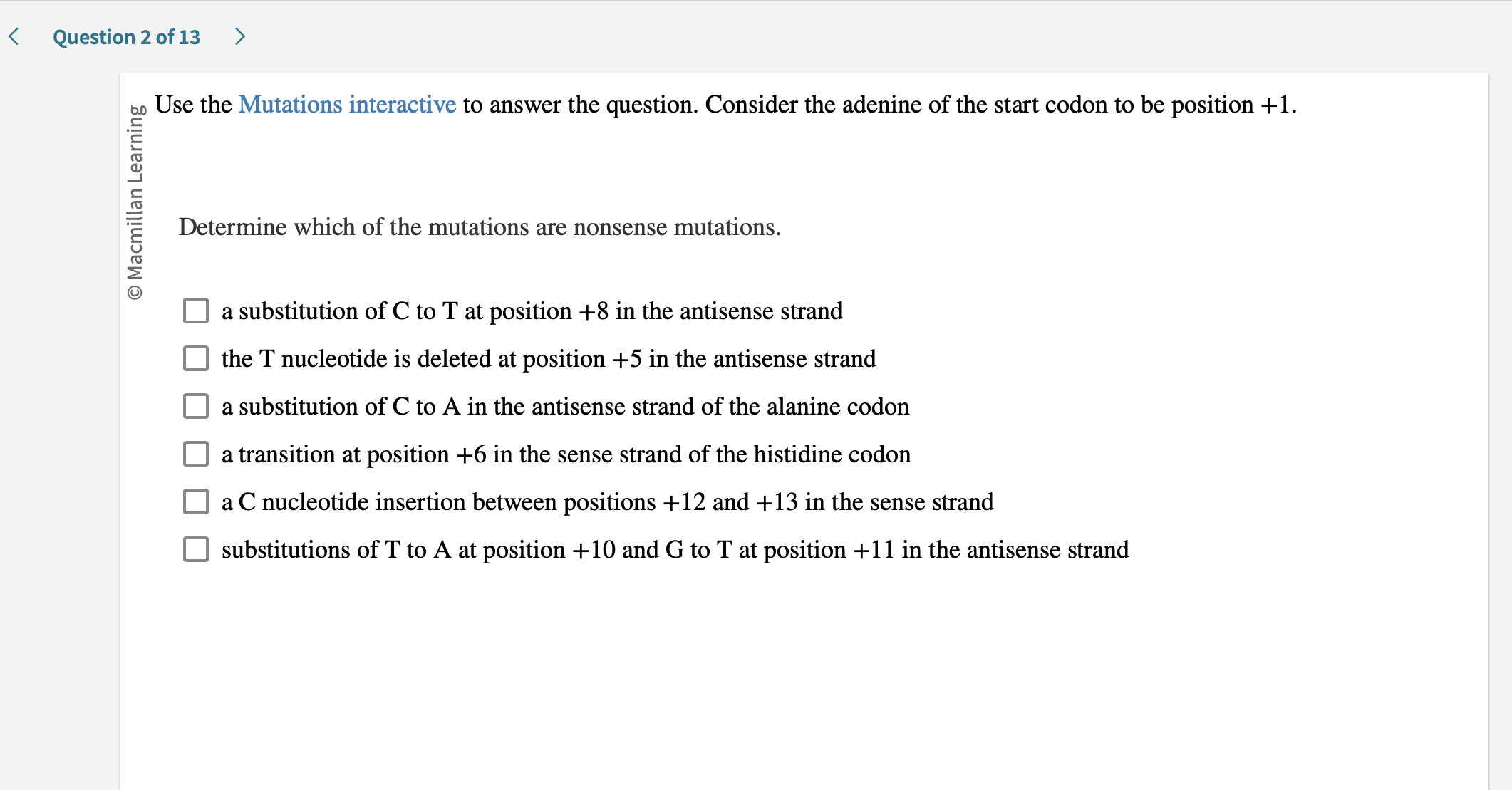 Solved Use the Mutations interactive to answer the question. | Chegg.com
