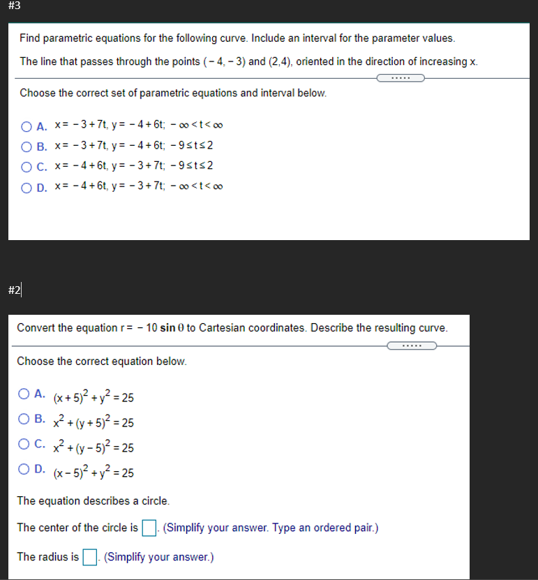 Solved #3 Find parametric equations for the following curve. | Chegg.com