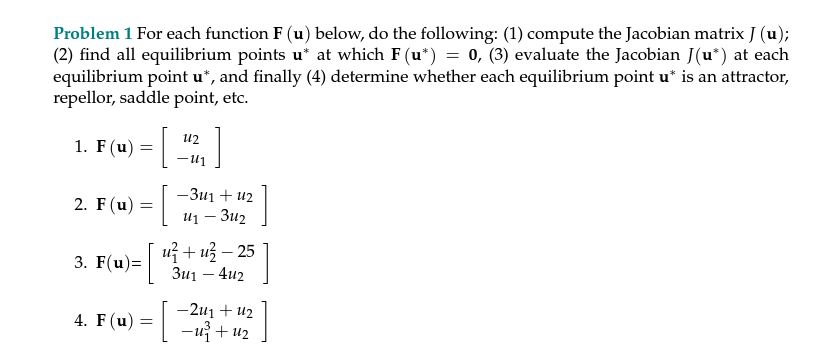 Solved Problem 1 For each function F(u) below, do the | Chegg.com