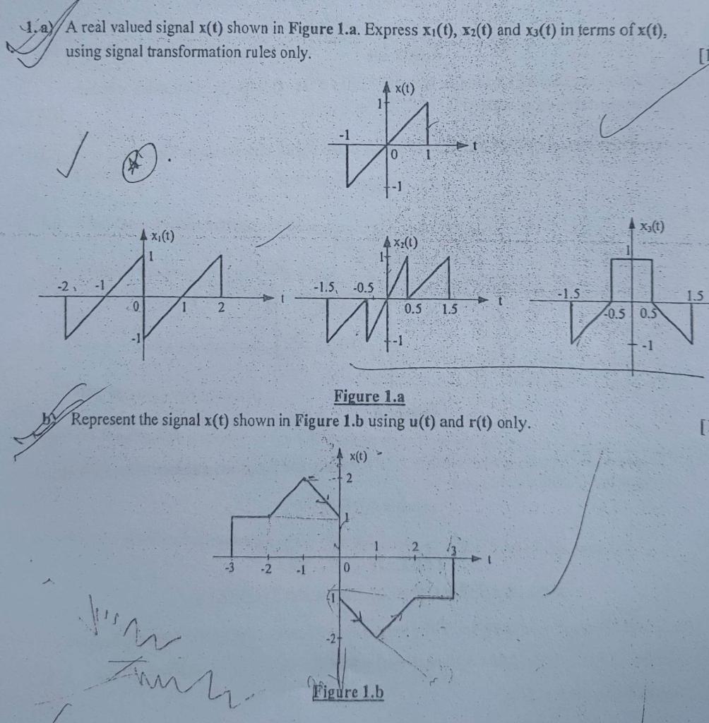 Solved A real valued signal x(t) shown in Figure 1.a. | Chegg.com