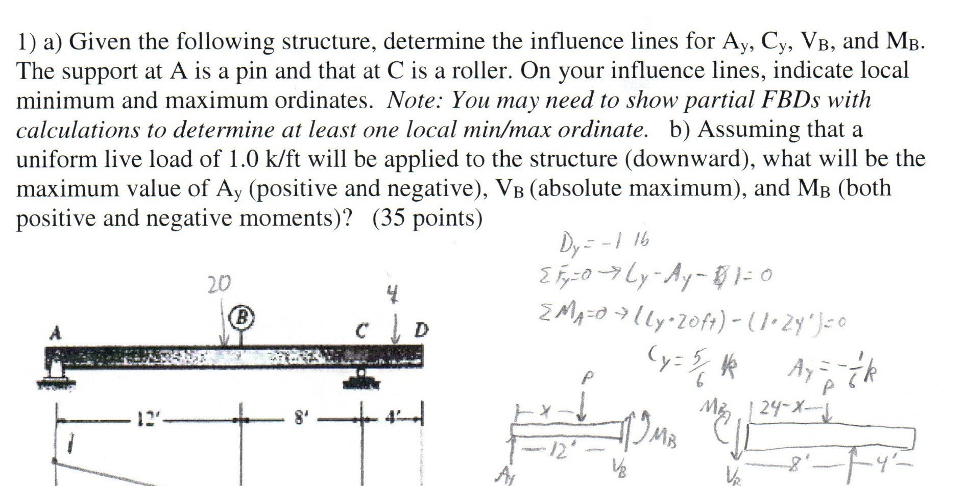 Solved 1) a) Given the following structure, determine the | Chegg.com