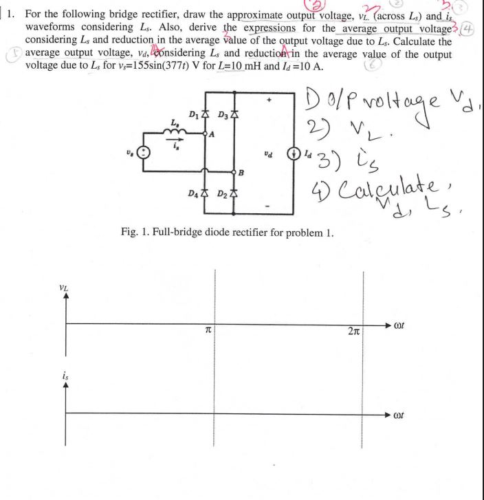 Solved . For the following bridge rectifier, draw the | Chegg.com