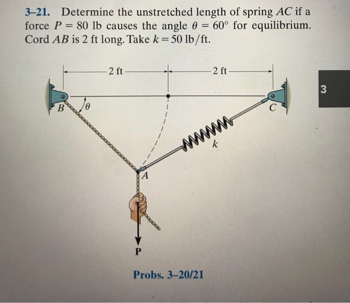 Solved 3-21. Determine the unstretched length of spring AC | Chegg.com