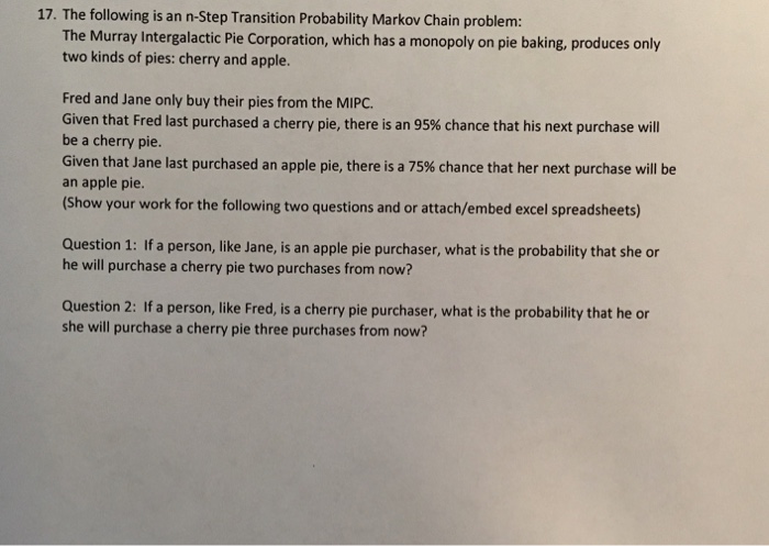 Solved The following is an n-Step Transition Probability | Chegg.com