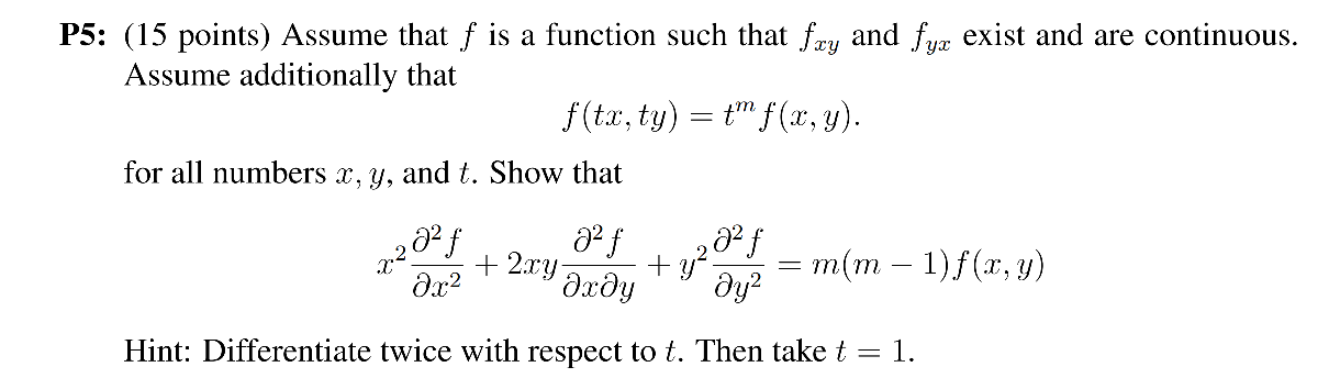 Solved P5: (15 points) Assume that f is a function such that | Chegg.com