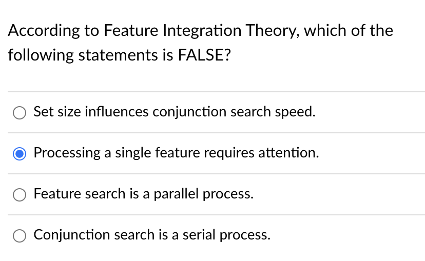 Solved According to Feature Integration Theory, which of | Chegg.com