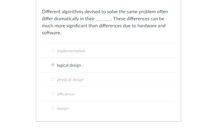 Solved Different algorithms devised to solve the same | Chegg.com