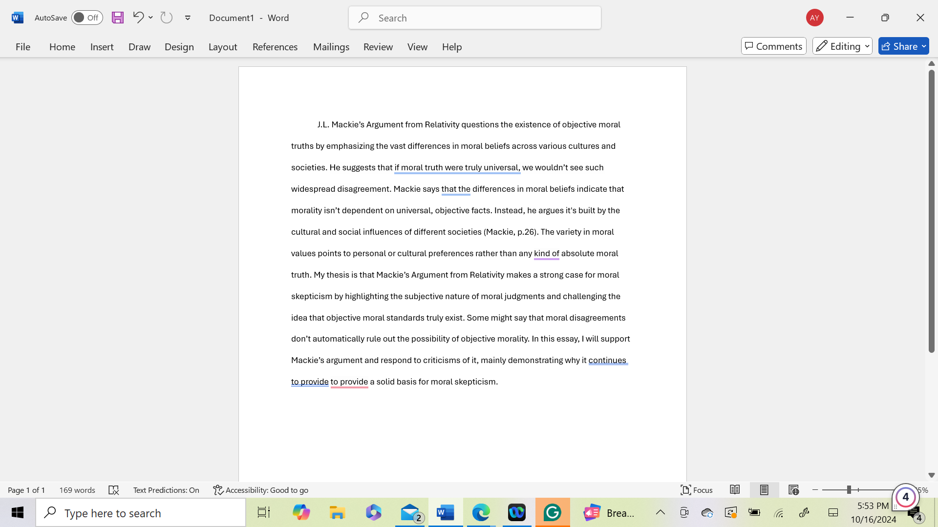 Solved J.L. ﻿Mackie's Argument from Relativity questions the | Chegg.com