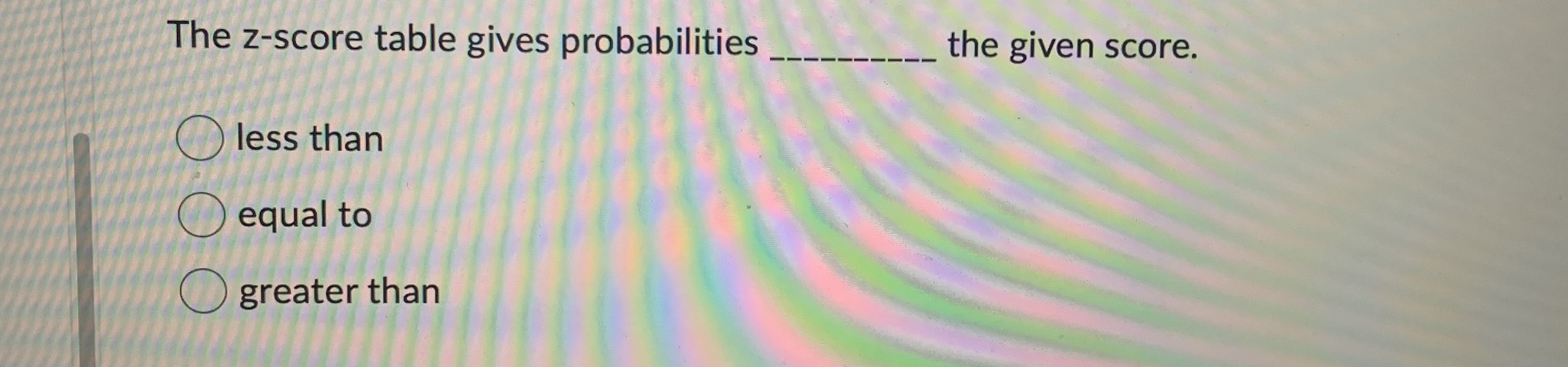 Solved The z-score table gives probabilities the given | Chegg.com