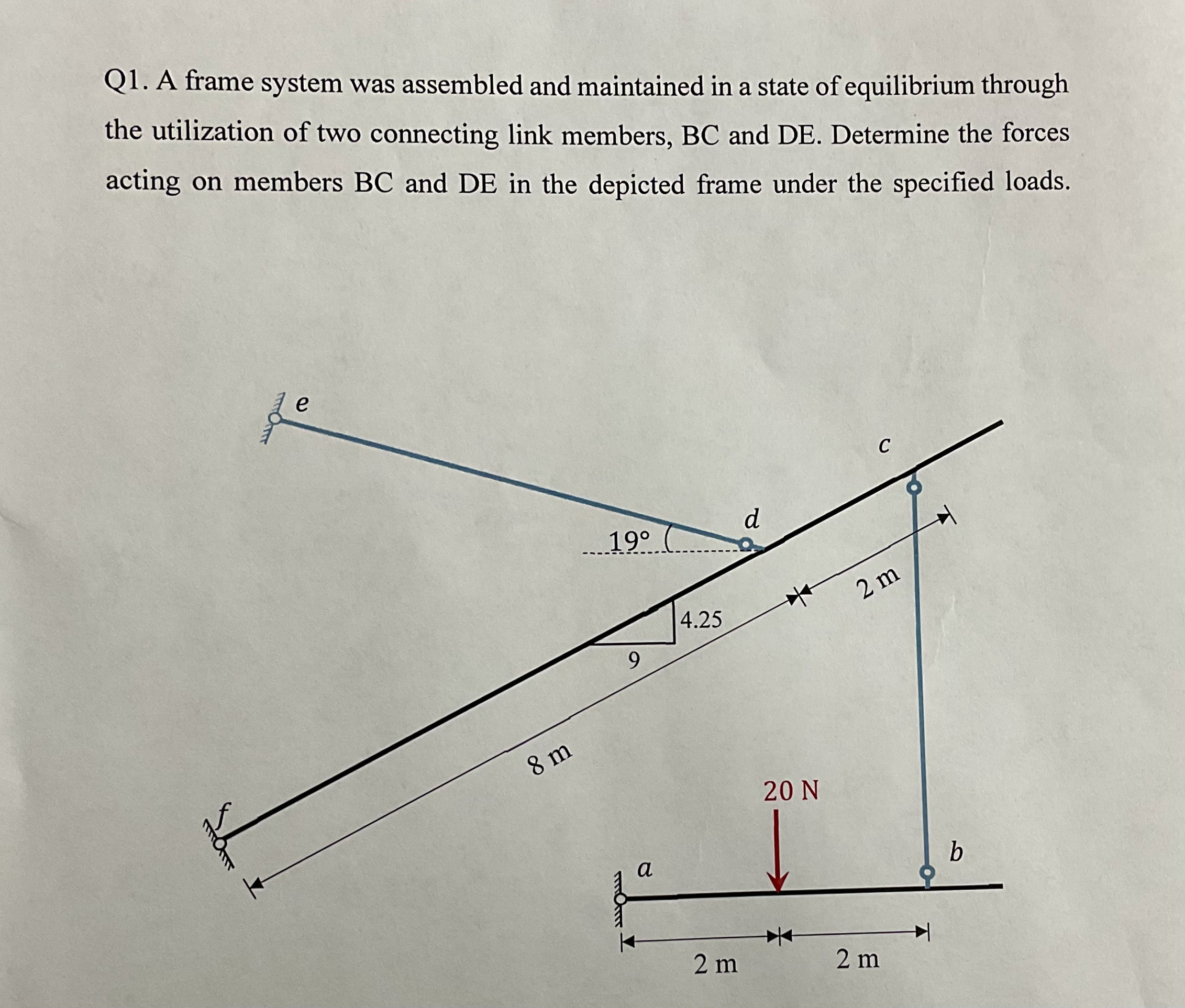 Solved A frame system was assembled and maintained in a | Chegg.com