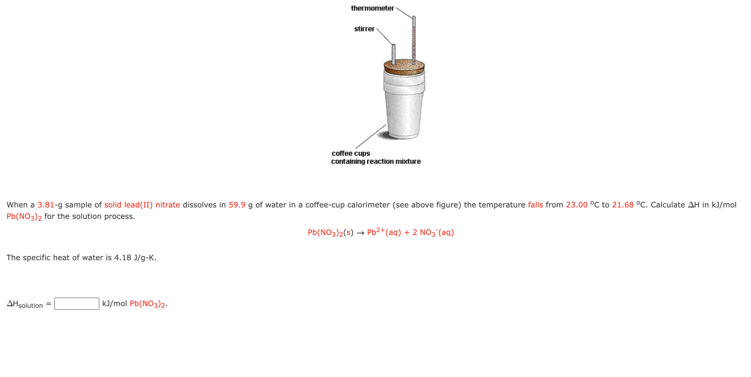 Solved Pb(NO3)2 for the solution process. Pb(NO3)2( | Chegg.com
