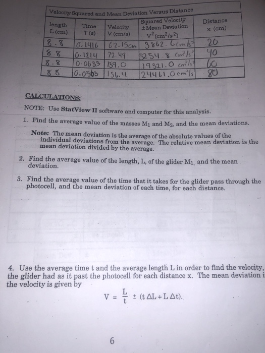 Solved Velocity Squared length | Time |Velocity | Mean | Chegg.com