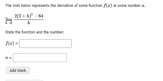 Solved The limit below represents the derivative of some | Chegg.com