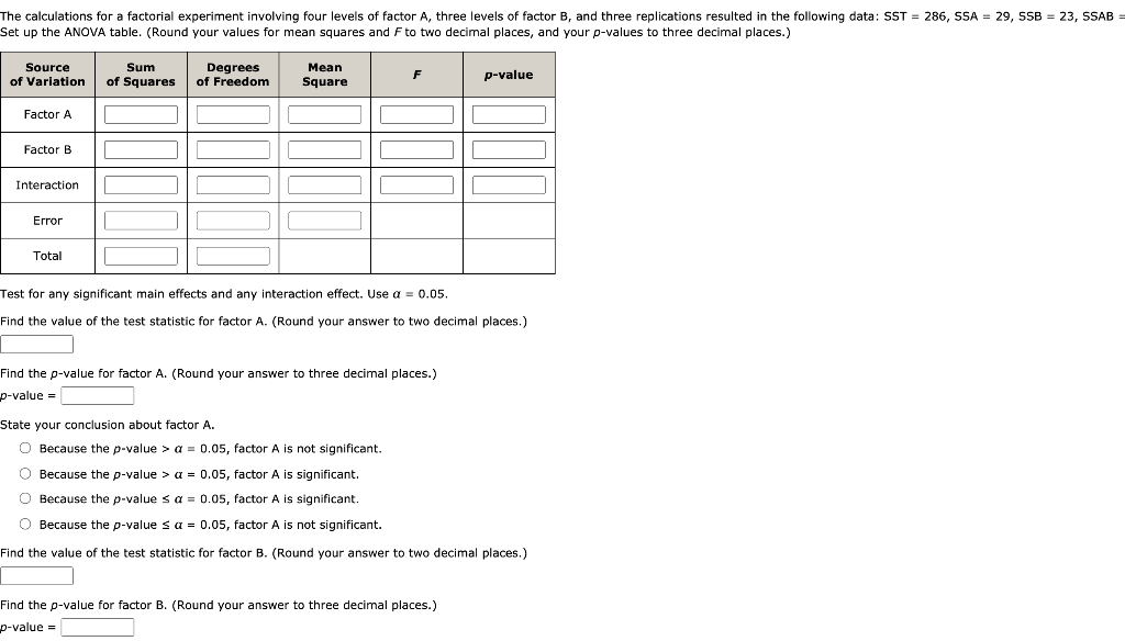 Solved A Factorial Experiment Involving Two Levels Of Factor Chegg