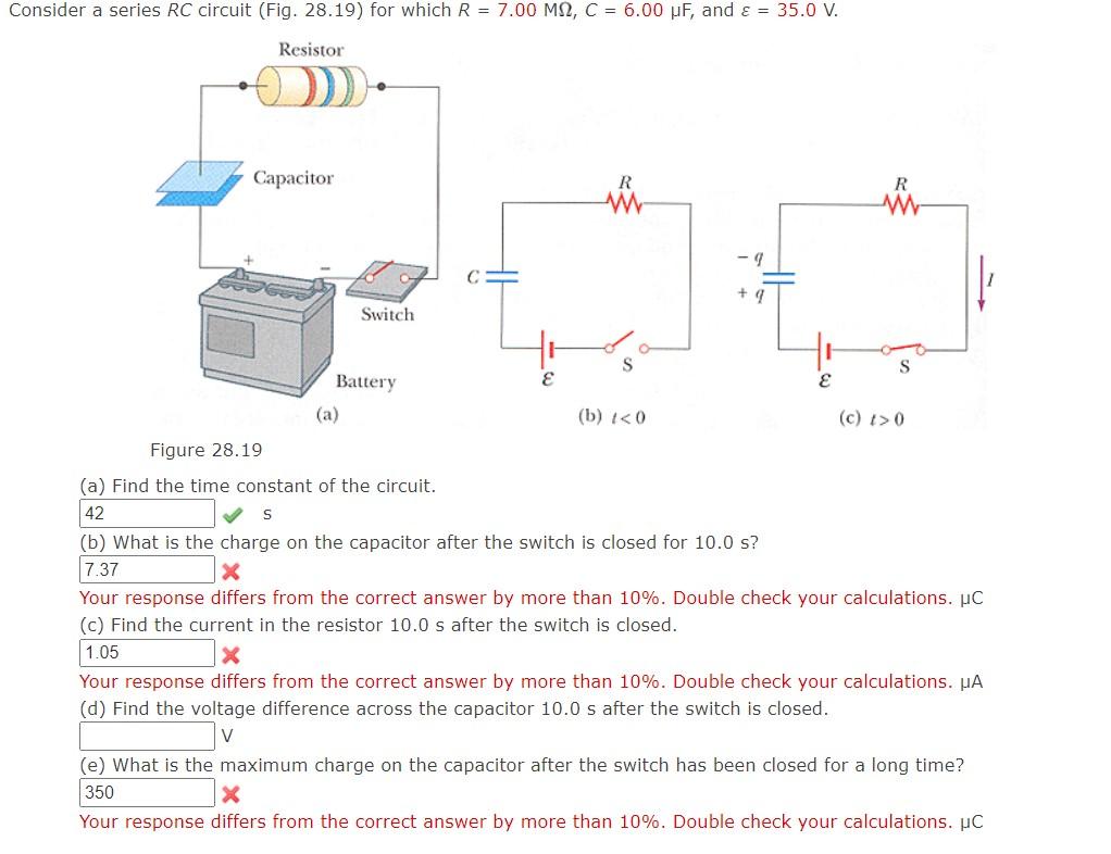 Solved Consider a series RC circuit (Fig. 28.19) for which R | Chegg.com
