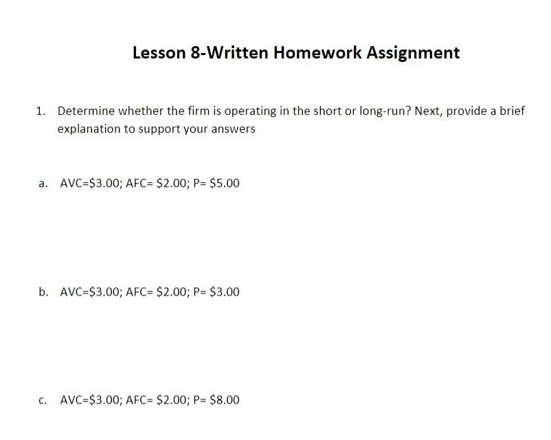 Solved Lesson 8-Written Homework Assignment 1. Determine | Chegg.com