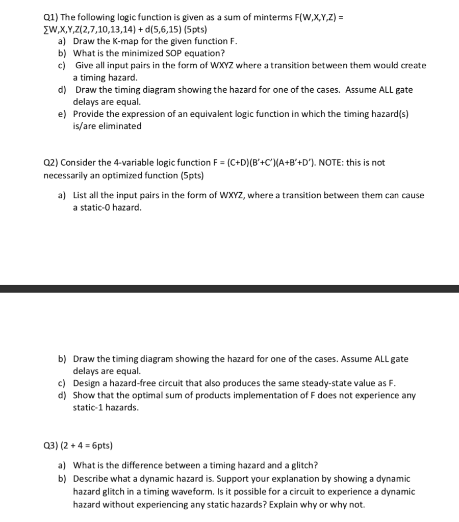 Solved Q1 The Following Logic Function Is Given As A Sum Of 5980