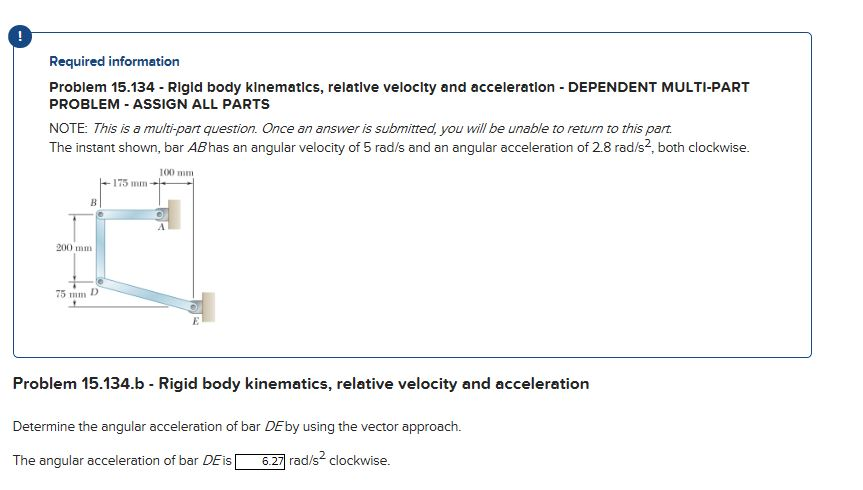 Solved The instant shown, bar AB has an angular velocity of | Chegg.com