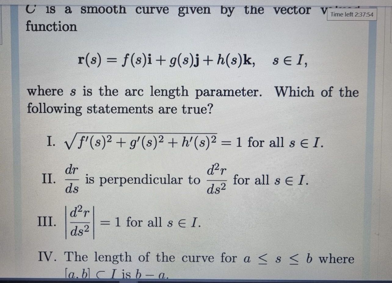 Solved C is a smooth curve given by the vector function Time | Chegg.com