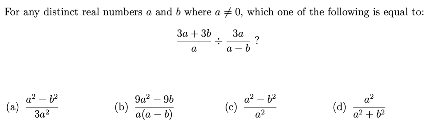 Solved (a) a2-b23a2(b) 9a2-9ba(a-b)(c) a2-b2a2(d) a2a2+b2 | Chegg.com