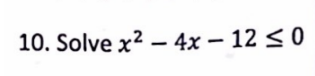 Solved x2−4x−12≤0 | Chegg.com