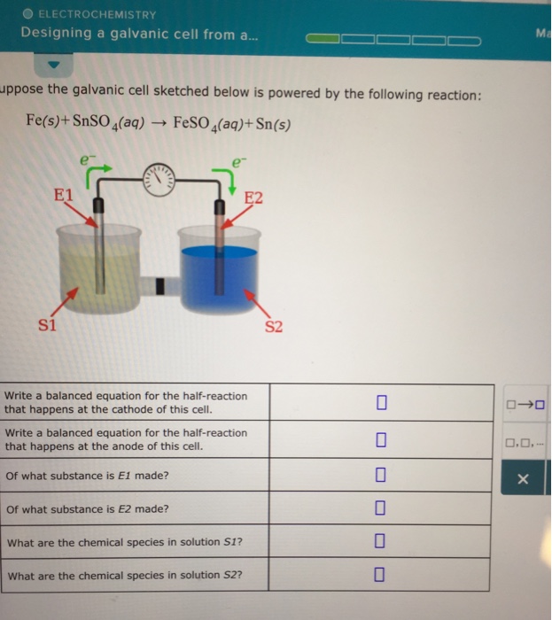 Solved ELECTROCHEMISTRY Designing a galvanic cell from a... | Chegg.com