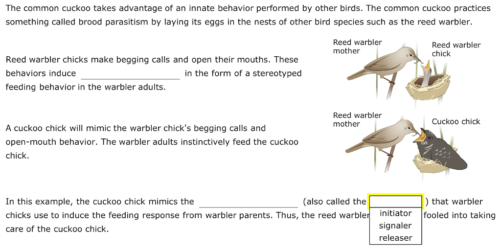 Solved 1. Innate and learned behaviors Aa Aa Animal | Chegg.com