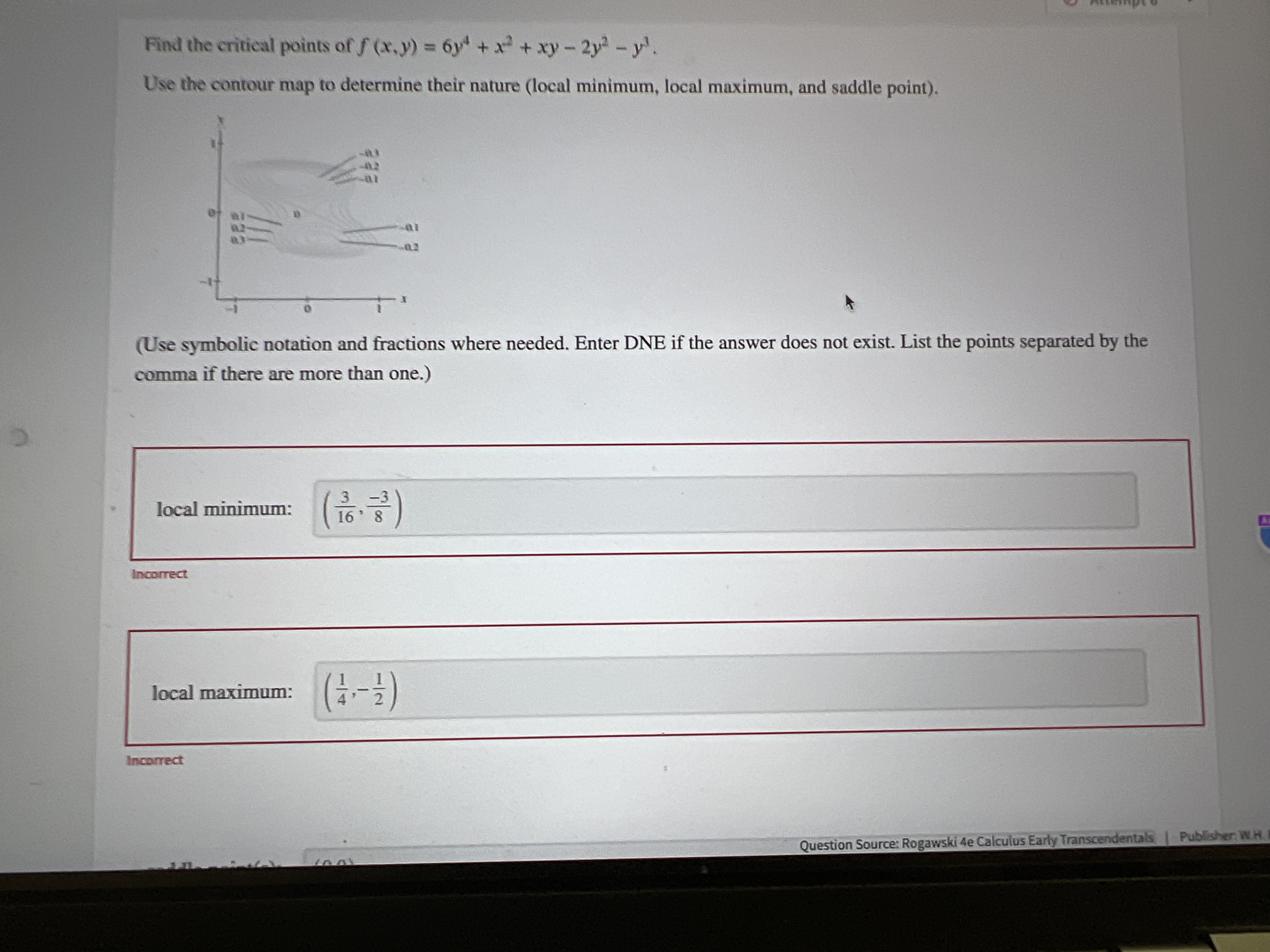 Solved Find the critical points of f(x,y)=6y4+x2+xy−2y2−y3. | Chegg.com