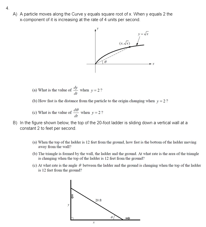 Solved 4. A) A particle moves along the Curve y equals | Chegg.com