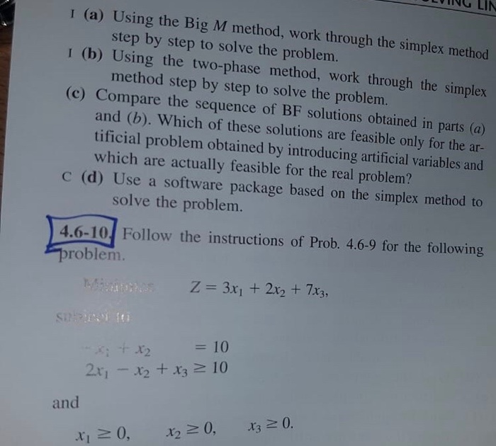 Solved NG LIN I (a) Using the Big M method, work through the | Chegg.com