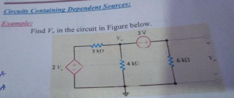 Solved Circuits Containing Dependent Sources: Find V. in the | Chegg.com