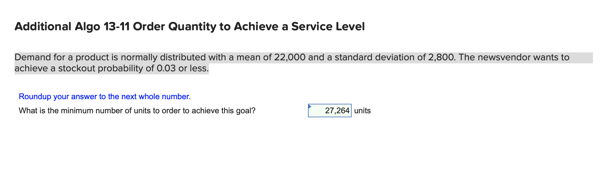 Solved Additional Algo 13-11 Order Quantity to Achieve a | Chegg.com