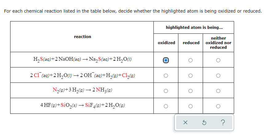 Solved For each chemical reaction listed in the table below, | Chegg.com