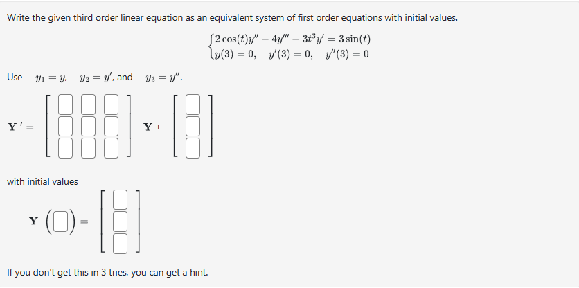 Solved Write The Given Third Order Linear Equation As An