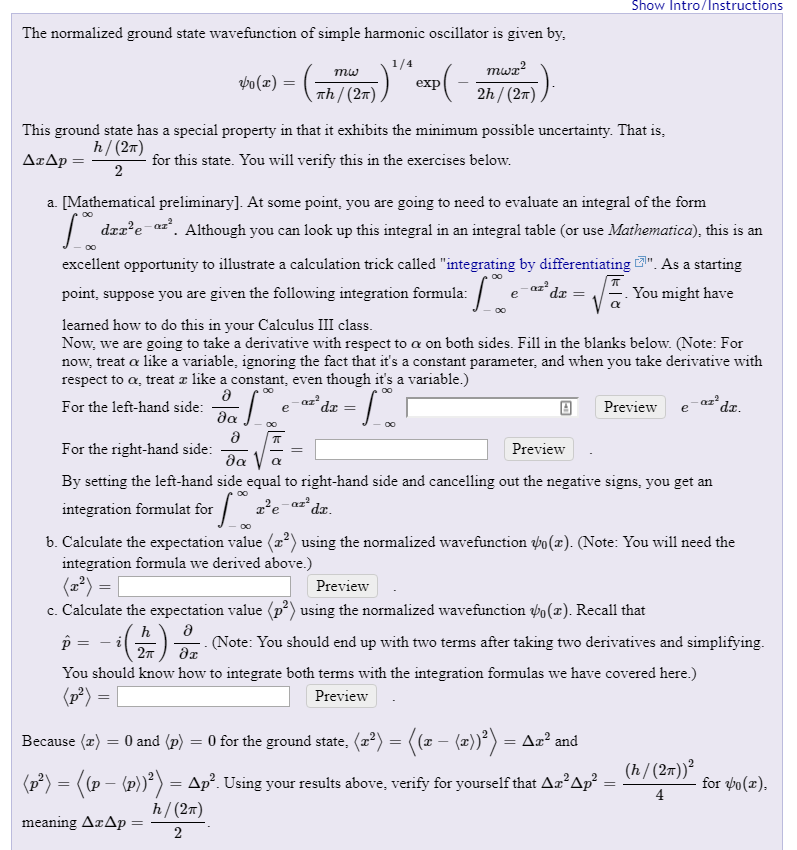 Solved Show Intro/Instructions The normalized ground state | Chegg.com