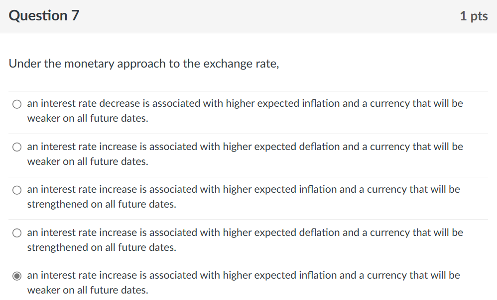 Solved Under the monetary approach to the exchange rate, an | Chegg.com
