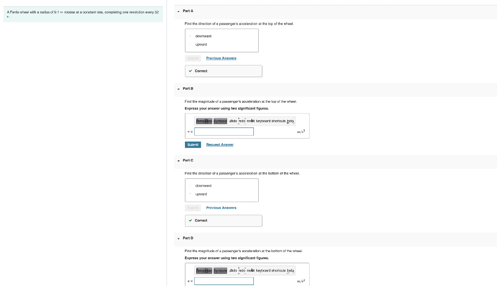 Solved A Ferris whesi with a racius or 9.1= rocales 91 g | Chegg.com
