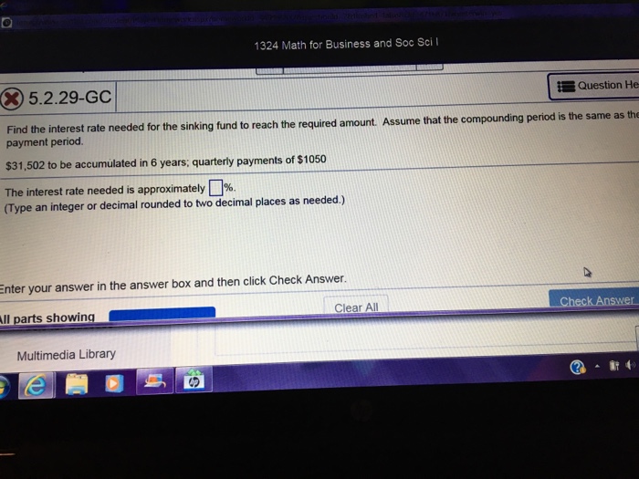 Solved 1324 Math for Business and Soc Sci l X)5.2.29-GC | Chegg.com