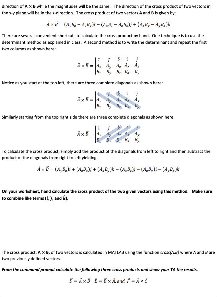 Solved 5. in the space below, hand calculate the cross | Chegg.com