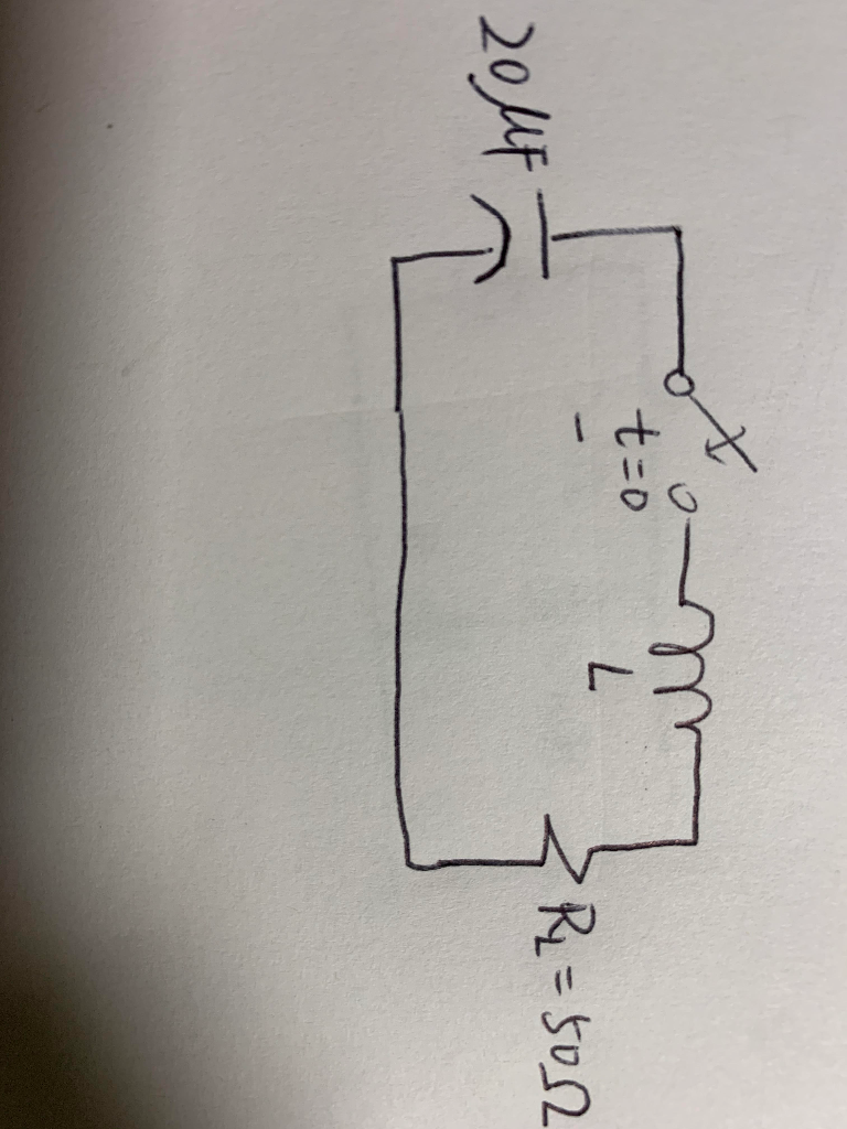 Solved m t=0 L • R = 500 2out A 20 microfarad capacitor in | Chegg.com