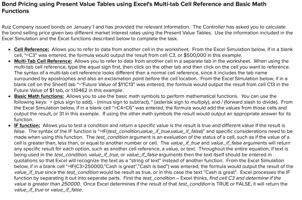 Solved Bond Pricing using Present Value Tables using Excel's | Chegg.com